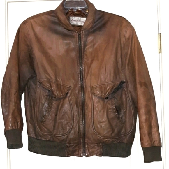 Carlo Fabiani | Jackets & Coats | Vintage Brown Leather Bomber Jacket ...